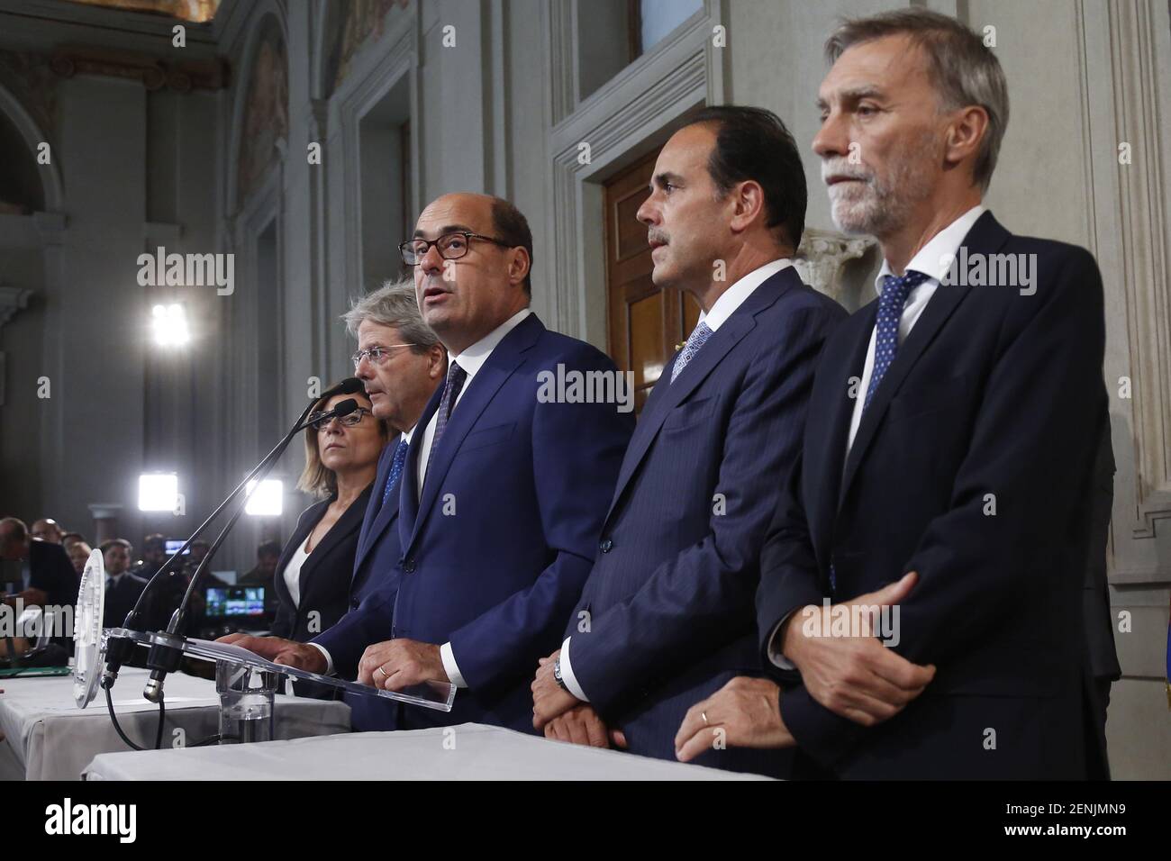 Paola De Micheli, Paolo Gentiloni, Nicola Zingaretti, Andrea Marcucci e ...