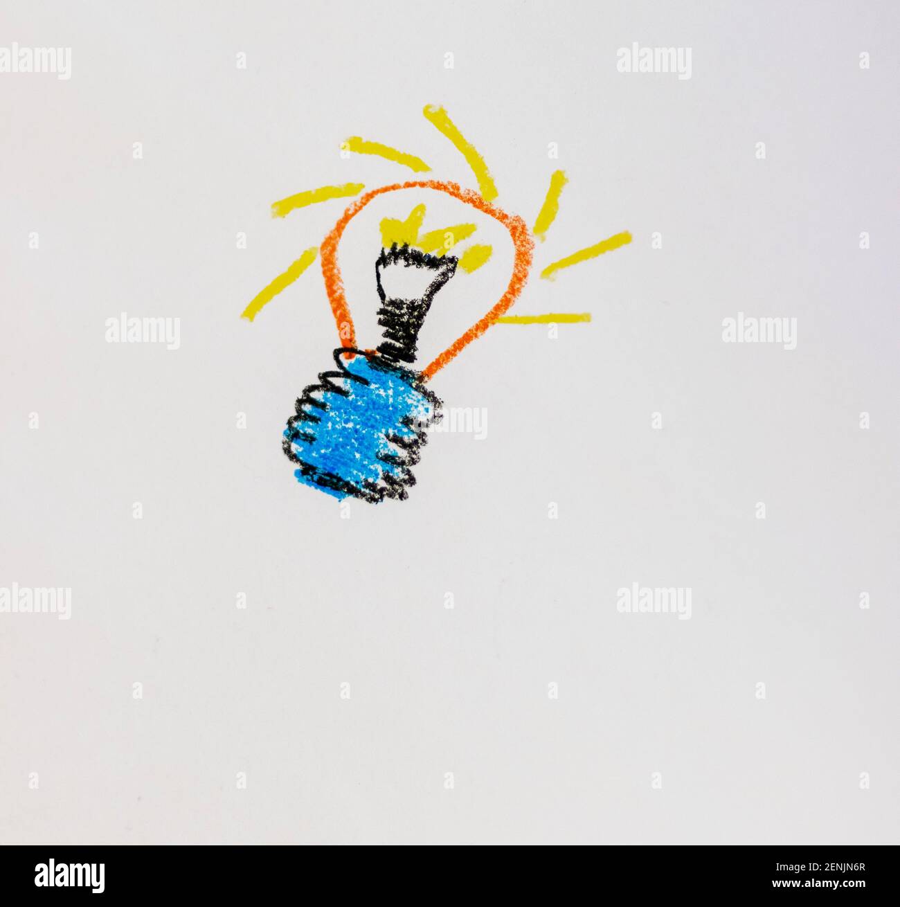 Image of light bulb made drawn with crayons Stock Photo - Alamy