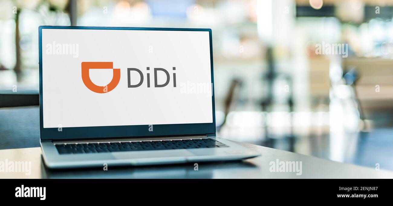 POZNAN, POL - JAN 6, 2021: Laptop computer displaying logo of Didi ...