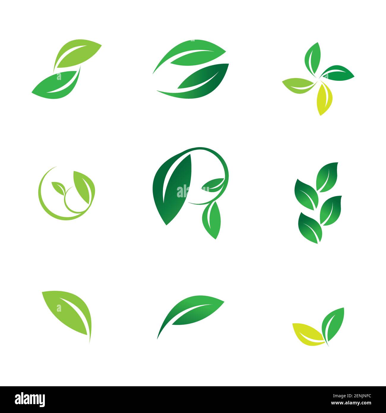 green leaf logo set vector illustration design template Stock Vector ...