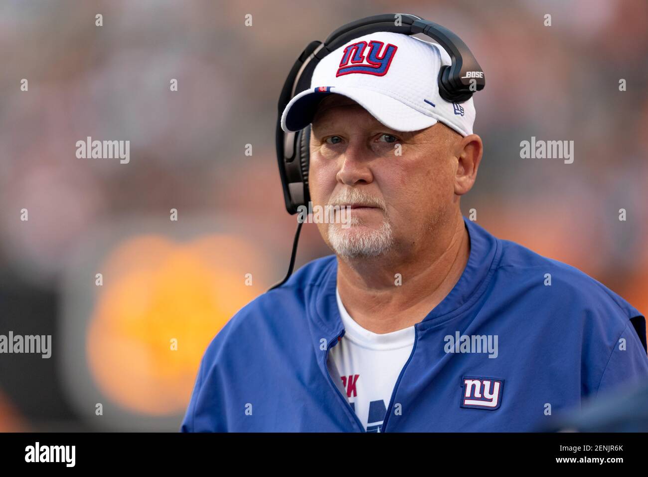 August 22, 2019: New York Giants linebackers coach Bill McGovern during ...