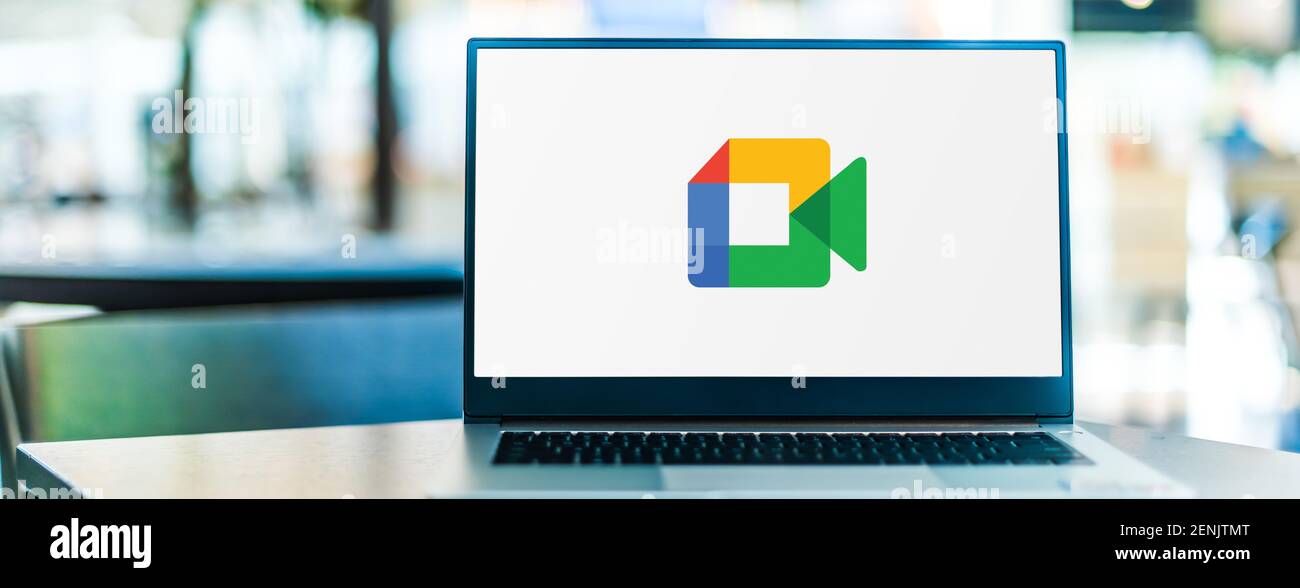 POZNAN, POL - JAN 6, 2021: Laptop computer displaying logo of Google ...