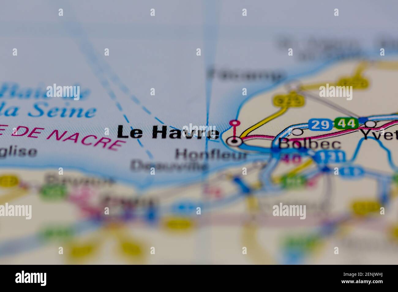 Le Havre shown on a Road map or a geography map Stock Photo - Alamy