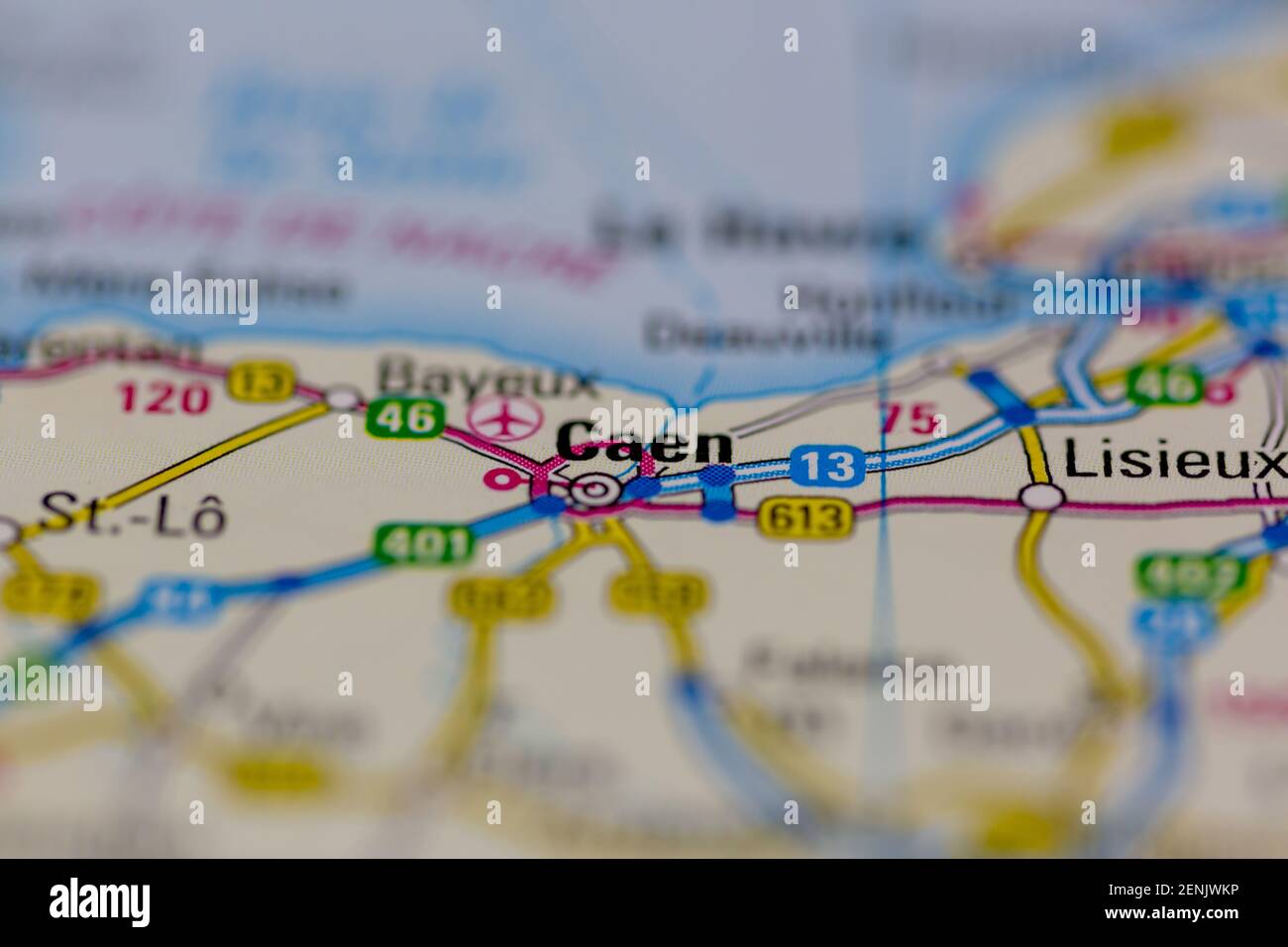 Caen on a map hi-res stock photography and images - Alamy