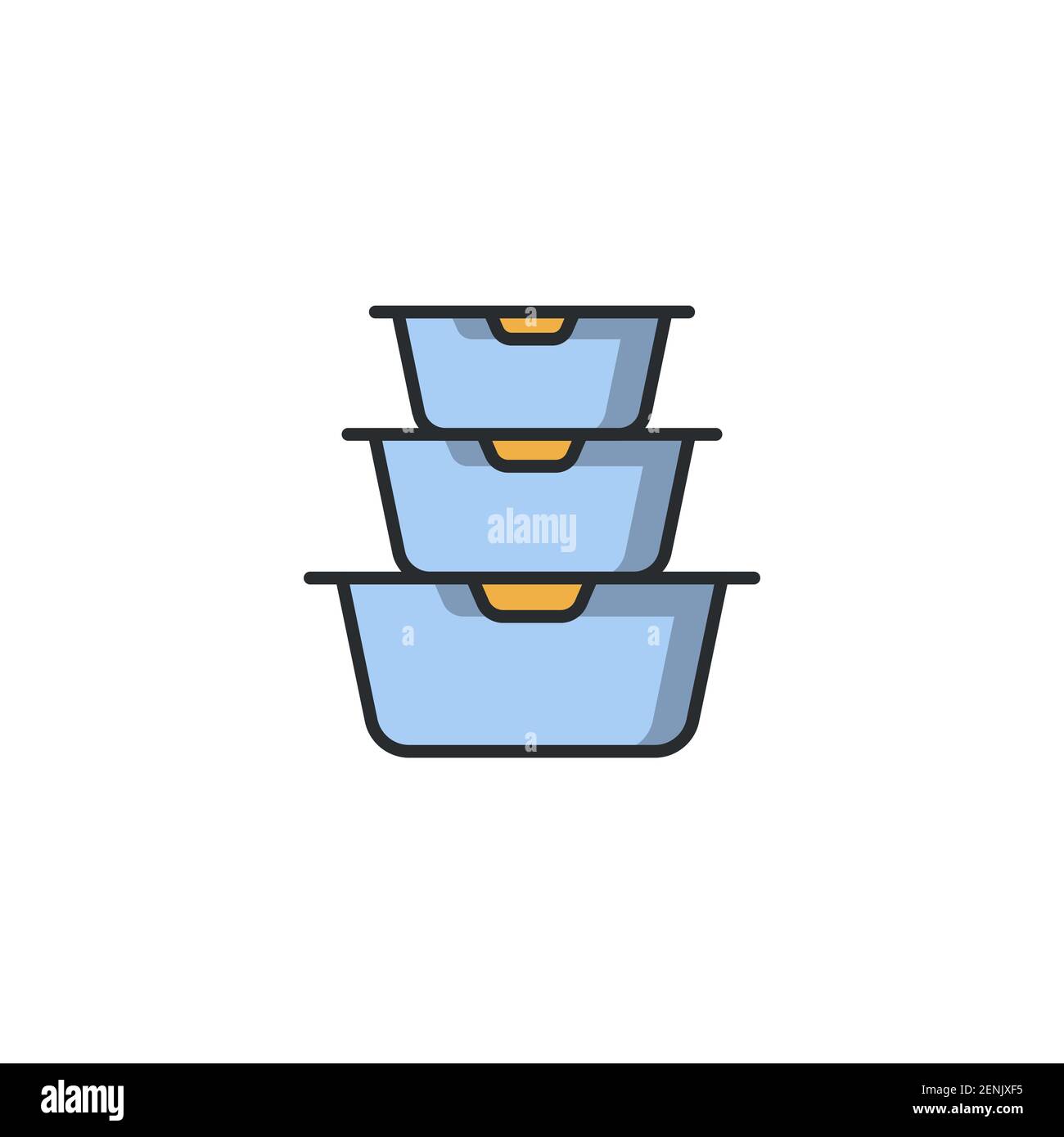 Plastic food containers icon, color, line, outline vector sign, linear ...