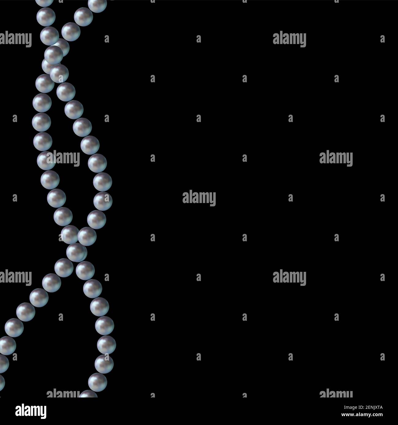 Realistic abstract string of pearls on black background. Vector ...
