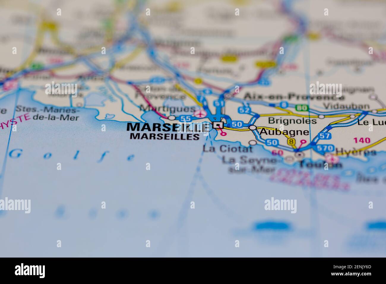 Marseille shown on a Road map or a geography map Stock Photo - Alamy