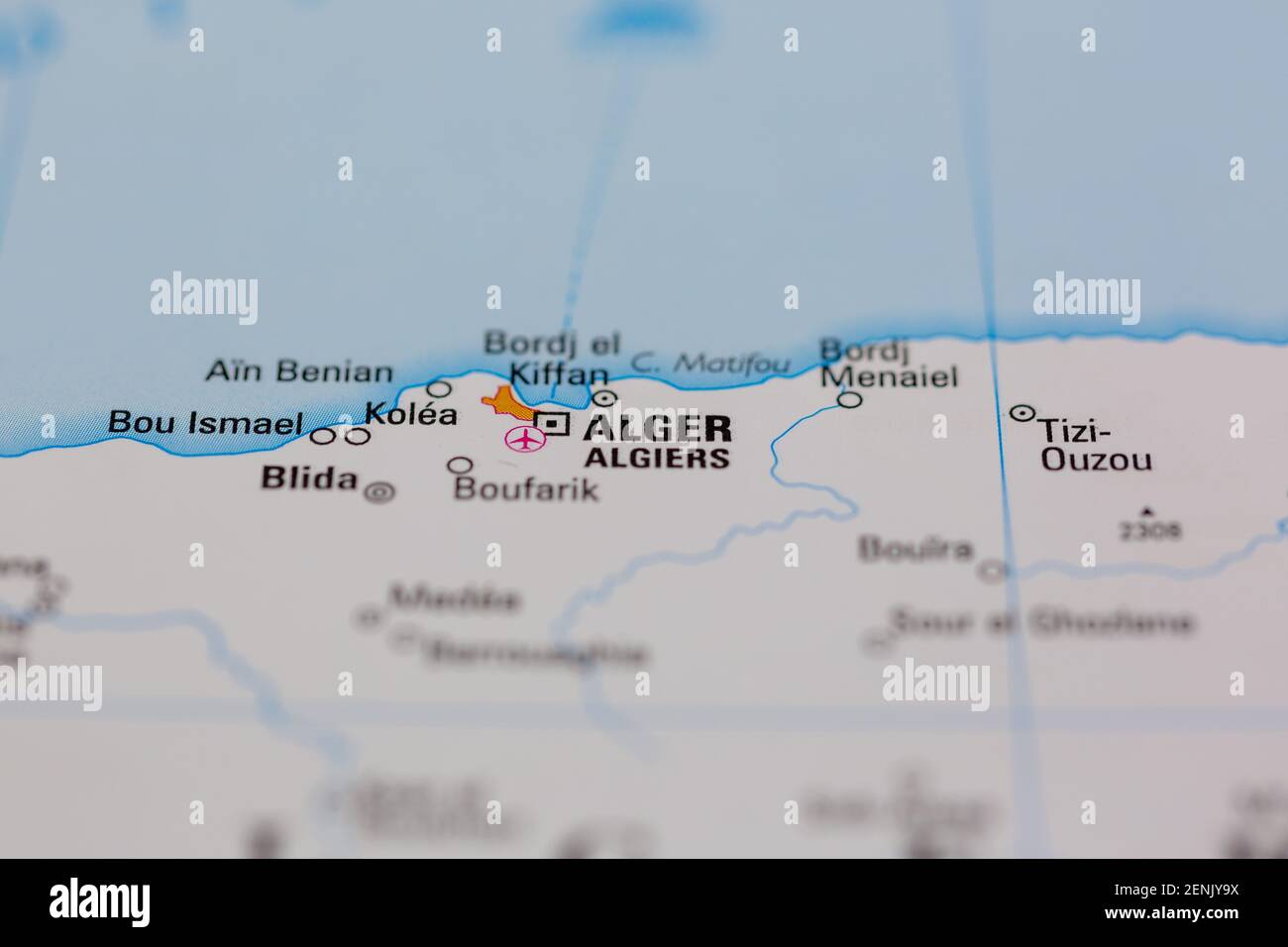 Algiers shown on a Road map or a geography map Stock Photo - Alamy