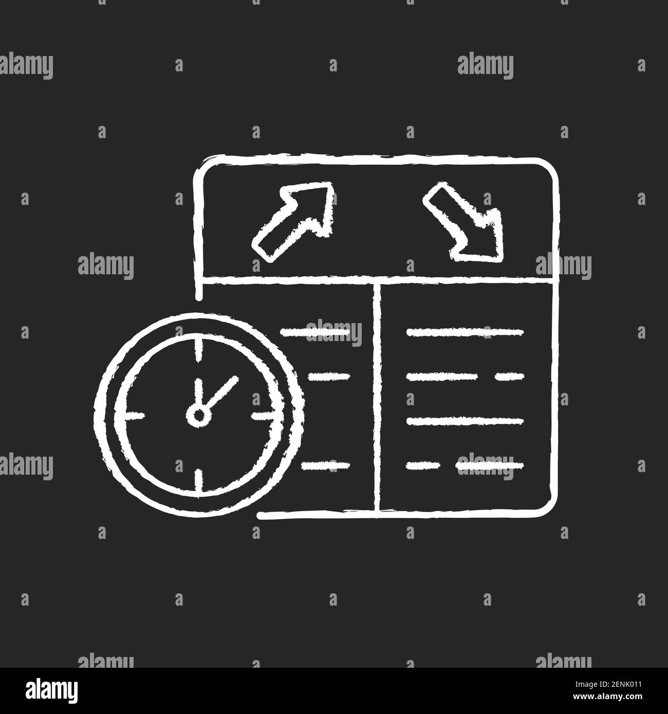 Flight scheduling chalk white icon on black background Stock Vector ...
