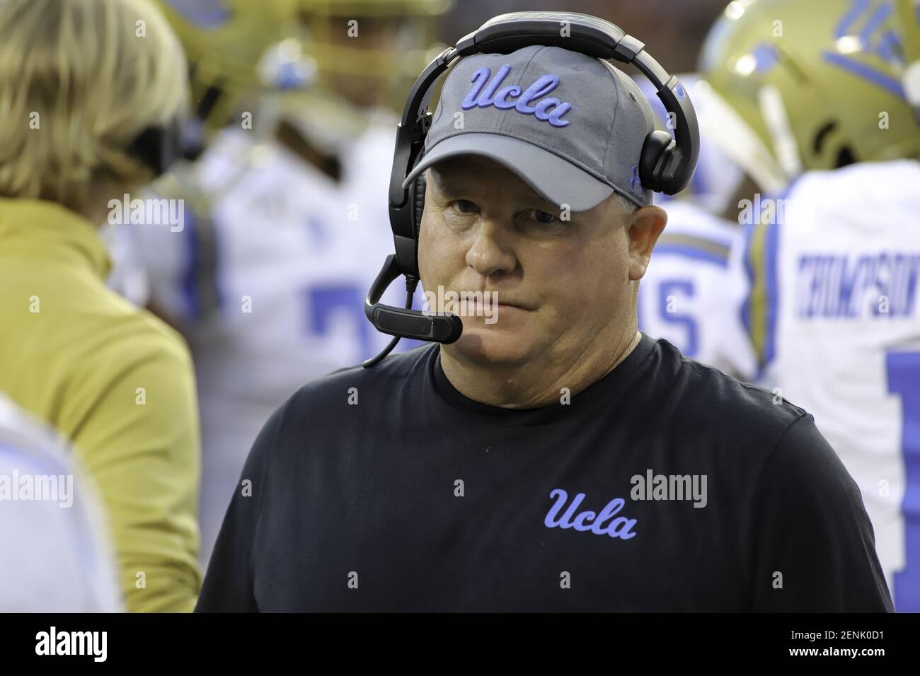 August 29, 2019: UCLA coach Chip Kelly during an NCAA football game ...