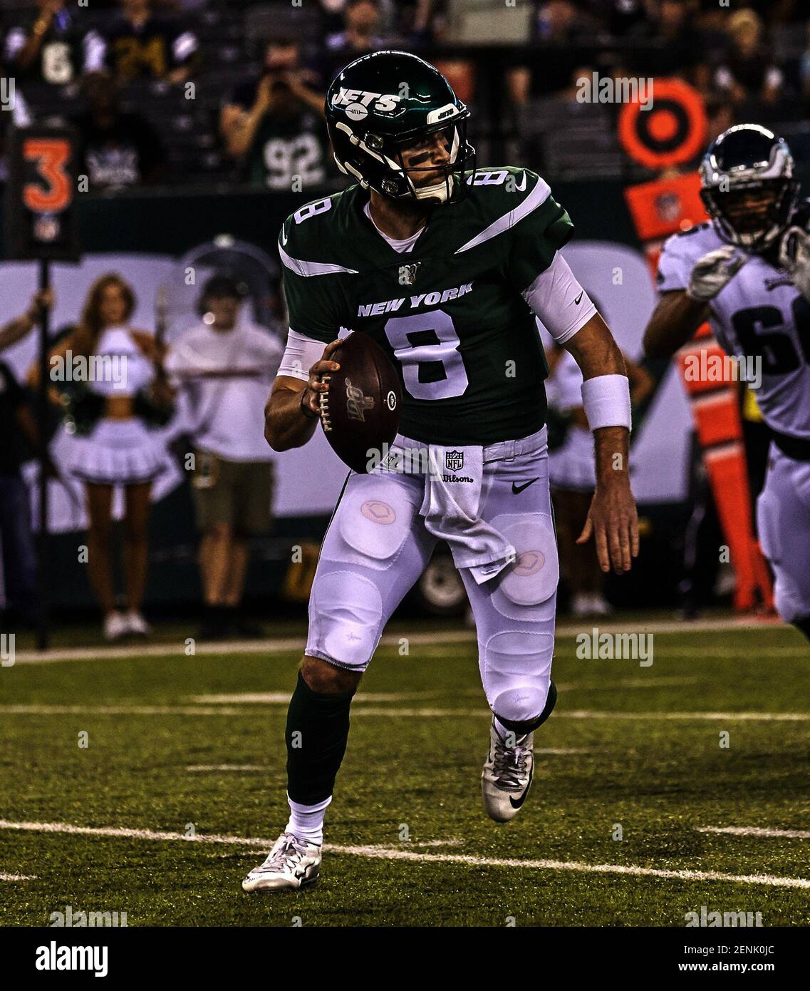 August 29, 2019, East Rutherford, New Jersey, USA: New York Jets quarterback Luke Falk (8 ...