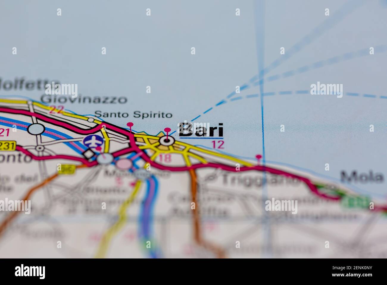 Bari shown on a Road map or a geography map Stock Photo - Alamy