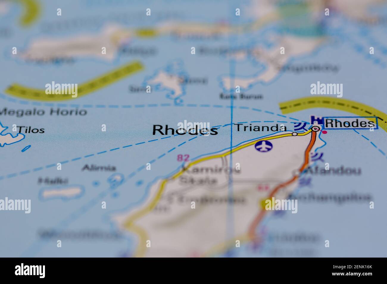 Rhodes shown on a Road map or a geography map Stock Photo - Alamy