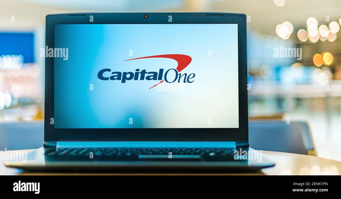 POZNAN, POL - JAN 6, 2021: Laptop computer displaying logo of Capital ...