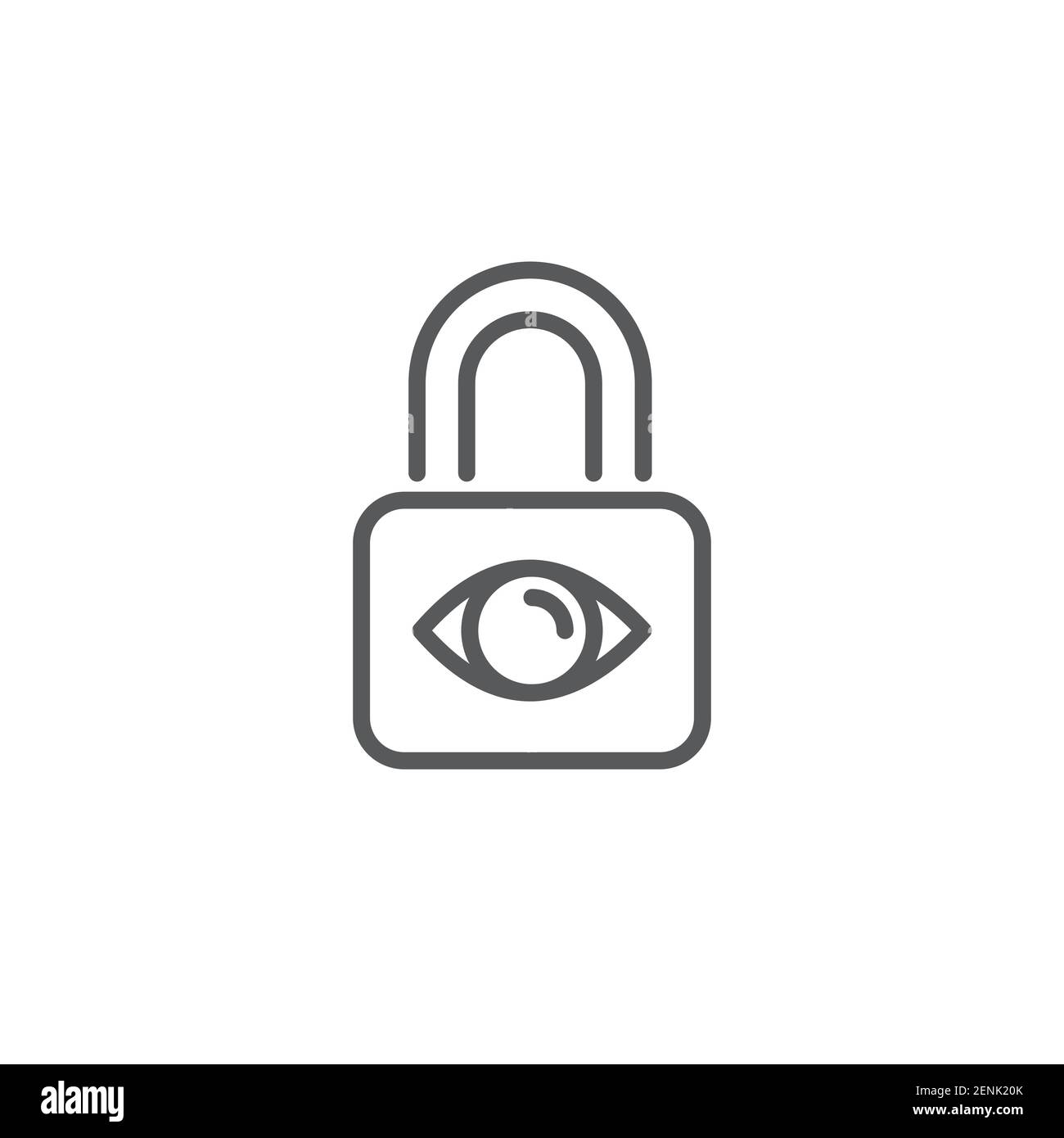 Privacy protection, Lock with eye icon, color, line, outline vector ...