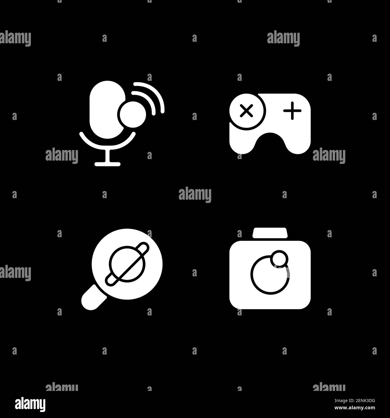 Mobile interface white glyph icons set for dark mode Stock Vector Image ...