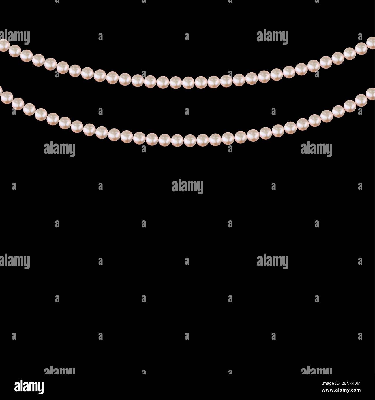 Realistic string of pearls on black background. Vector Illustration ...