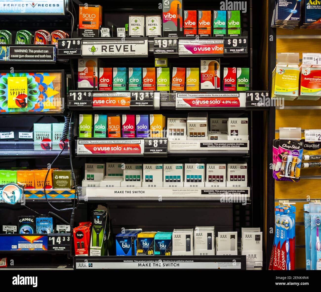 A selection of the popular Juul brand with other vaping supplies on ...