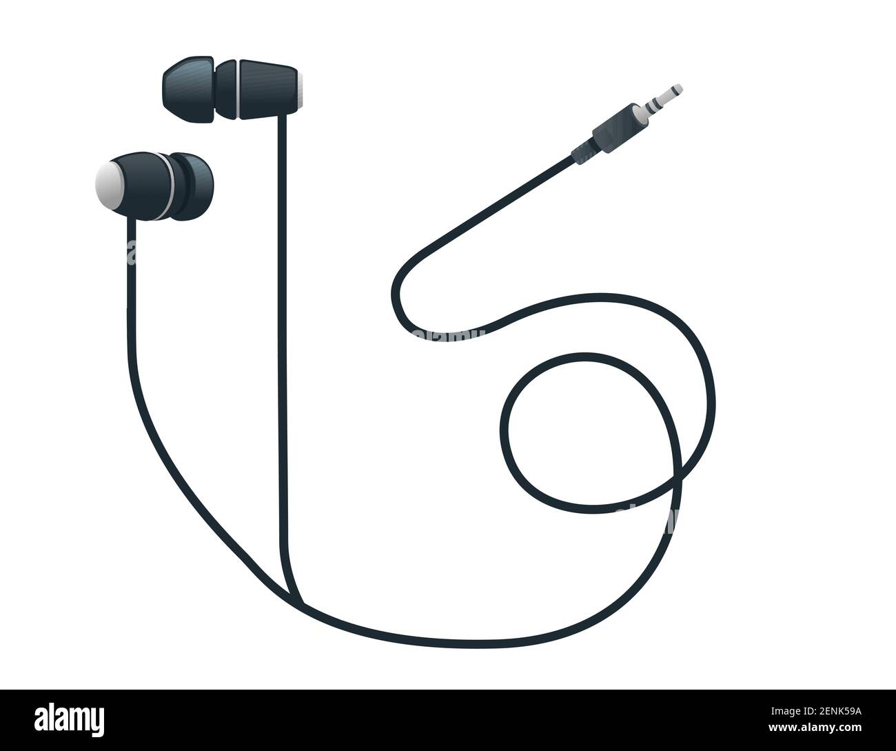 Wired In-Ear Headphones flat vector illustration on white background ...