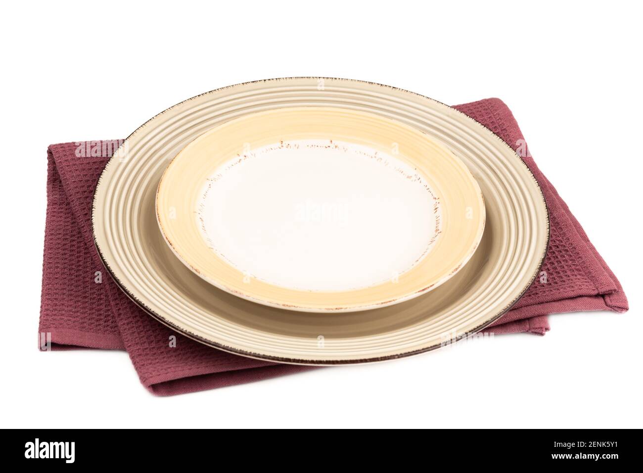 Empty plates table Cut Out Stock Images & Pictures - Alamy