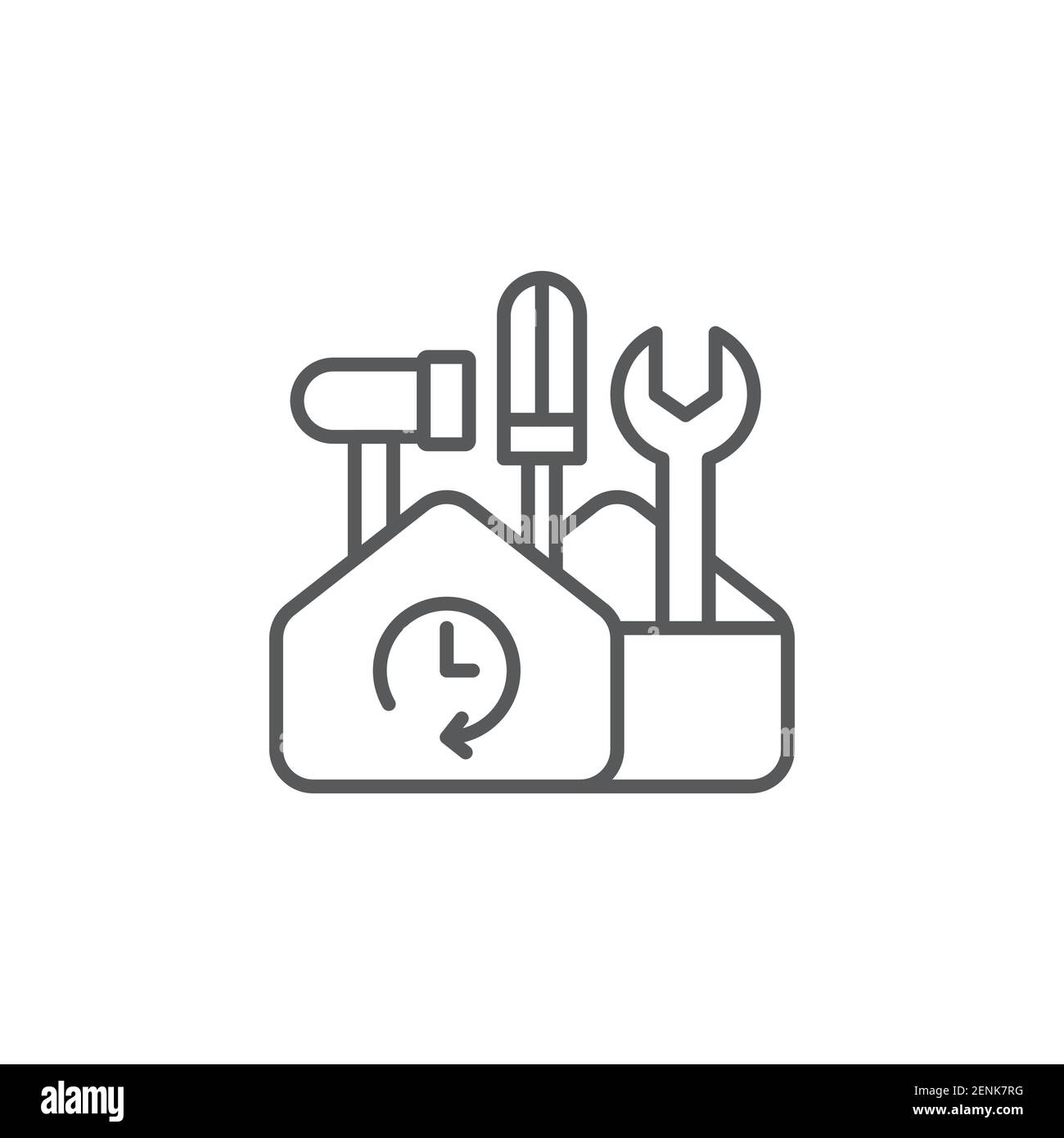 Periodic maintenance icon, color, line, outline vector sign, linear ...
