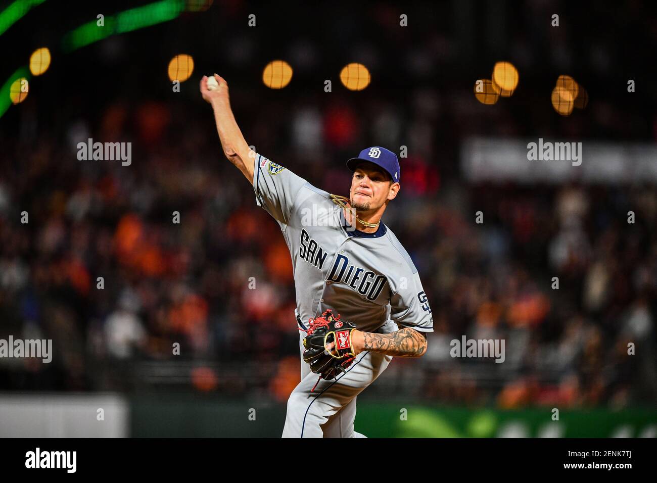August 30, 2019: San Diego Padres relief pitcher Michel Baez (49) in ...