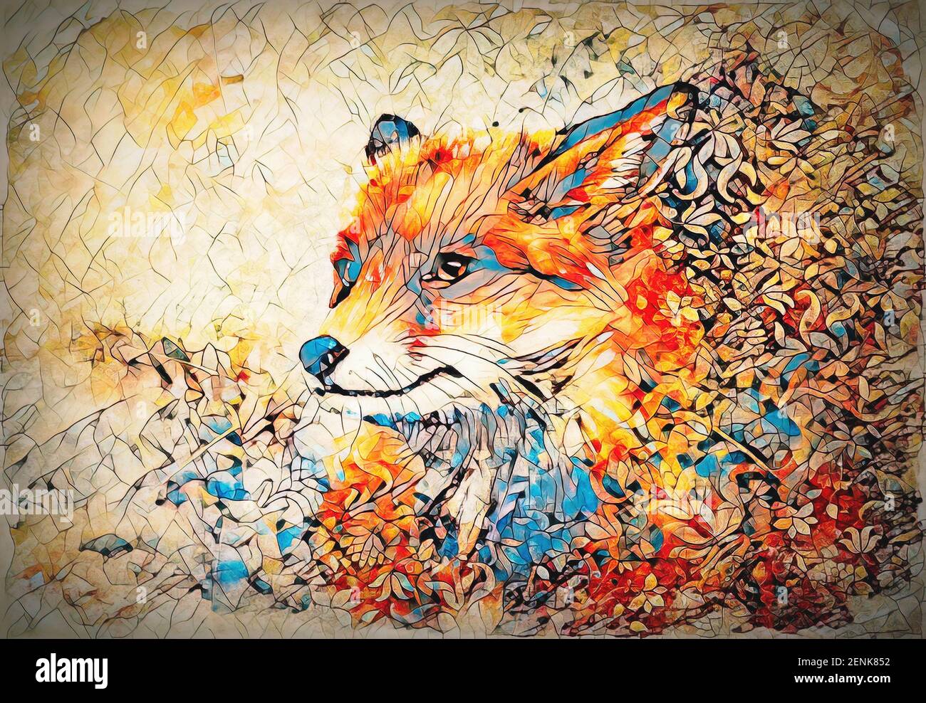 Abstract Fox Painting