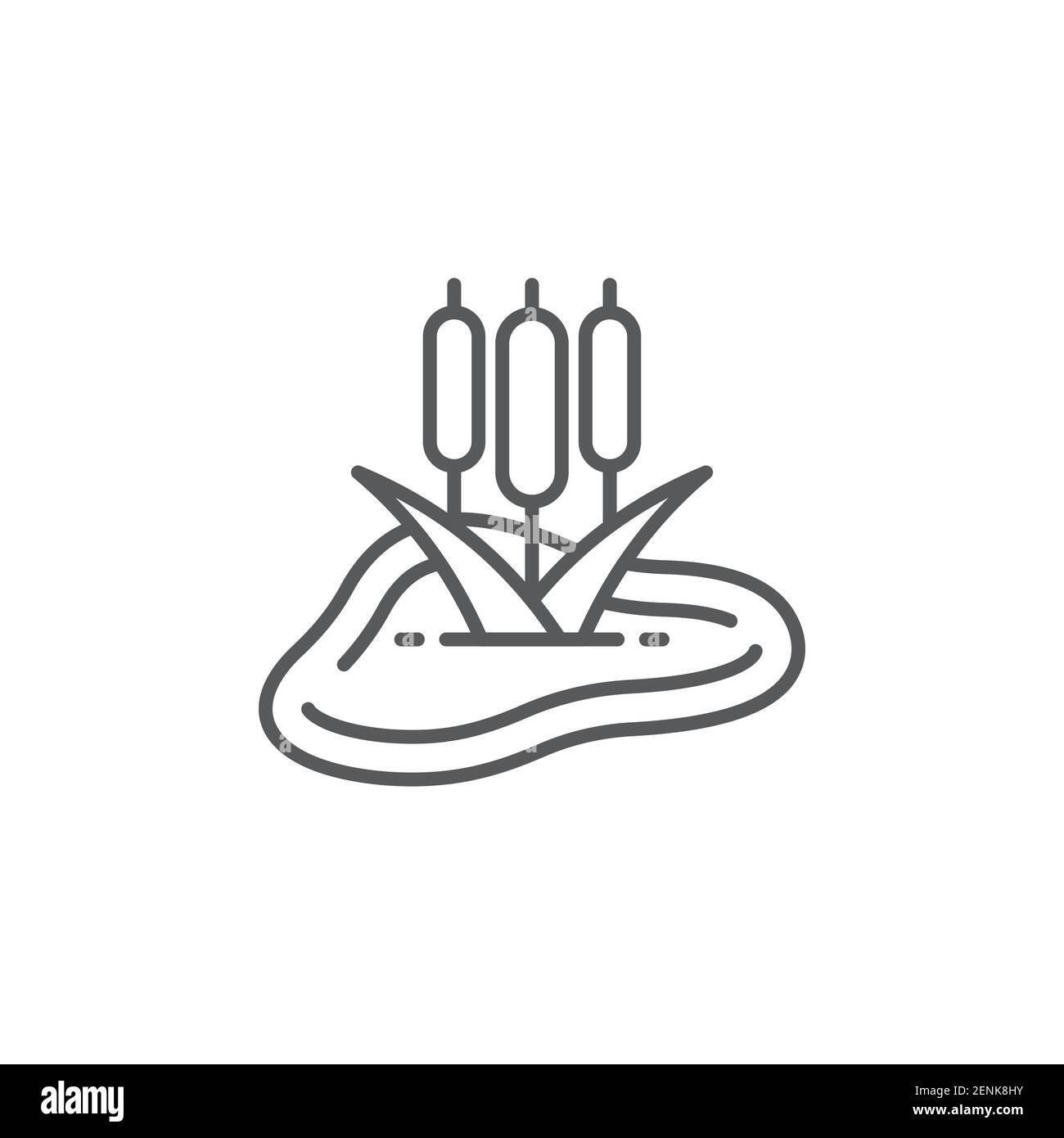 Pond with reeds icon, color, line, outline vector sign, linear style ...