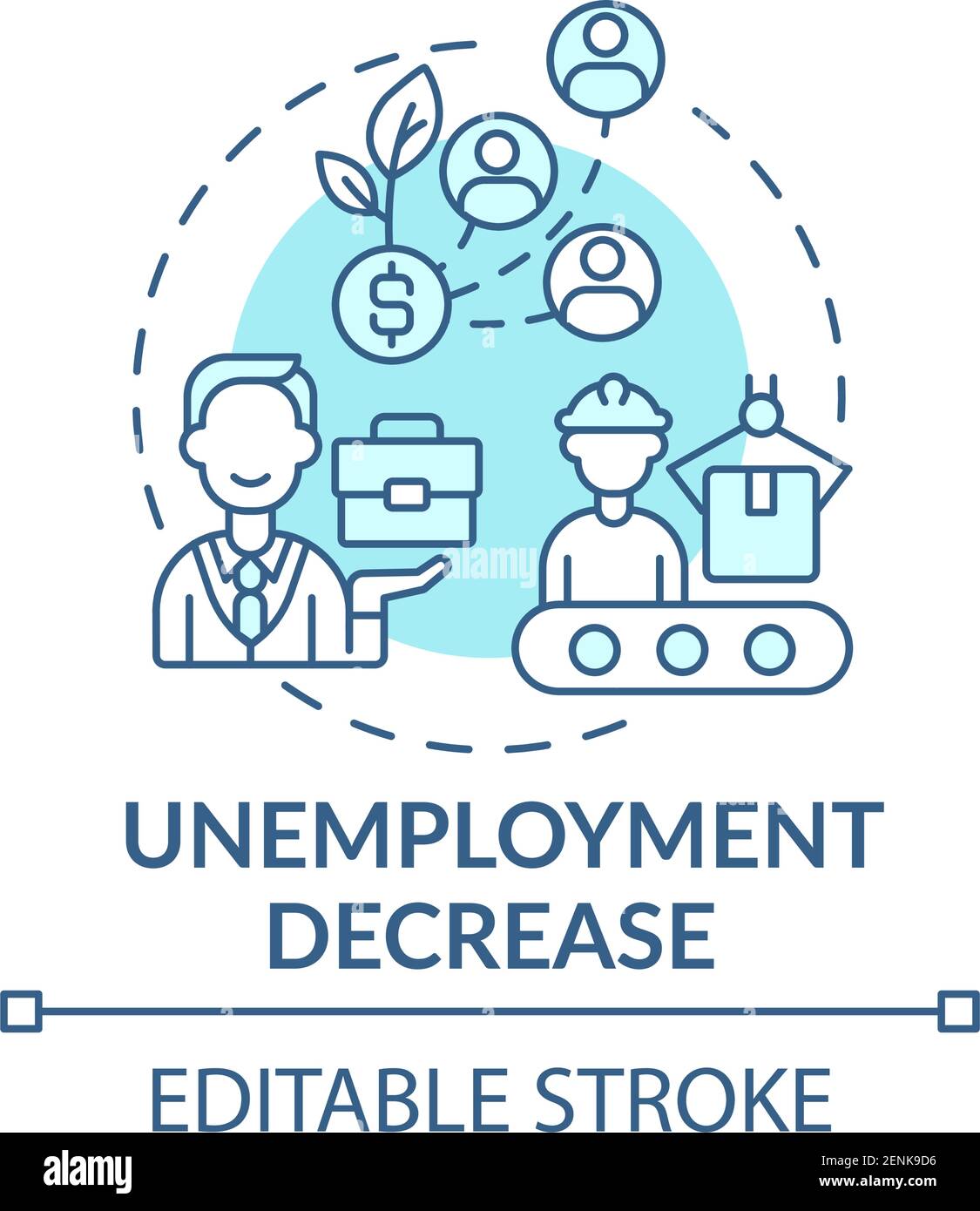Unemployment decrease concept icon Stock Vector Image & Art - Alamy