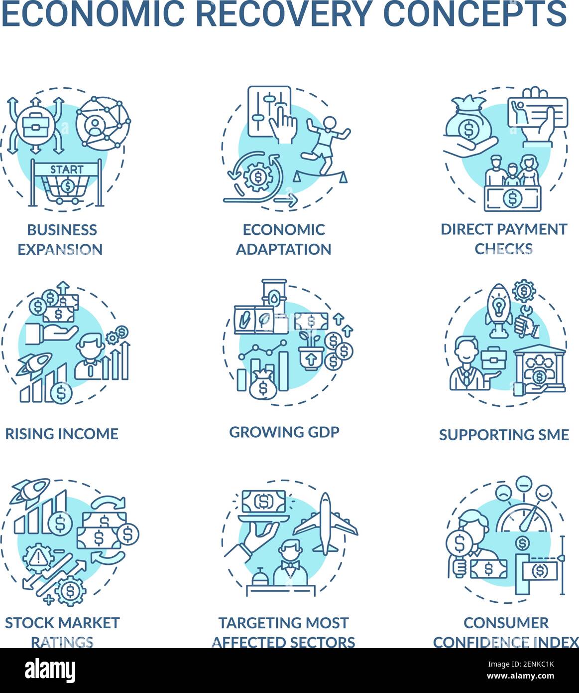 Economic recovery concept icons set Stock Vector Image & Art - Alamy