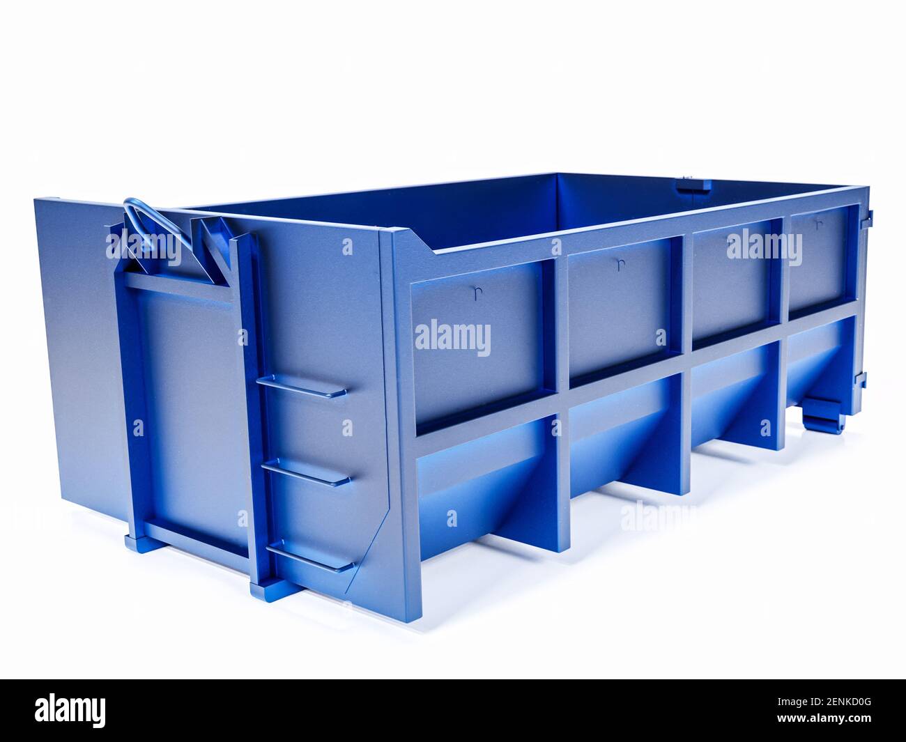 3D rendering of large blue industrial waste dumpster on white Stock ...