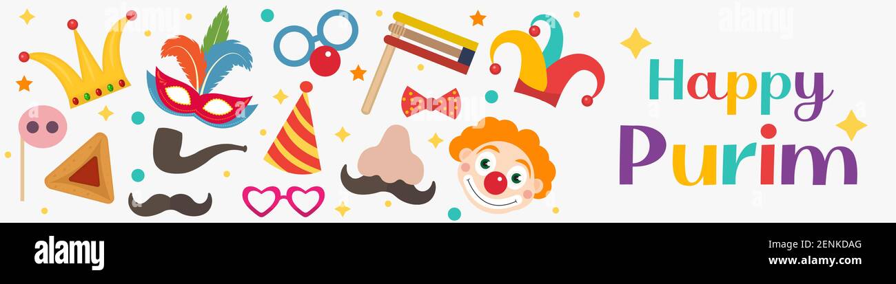 Happy purim banner template with clowns. Purim Carnival in Israel ...