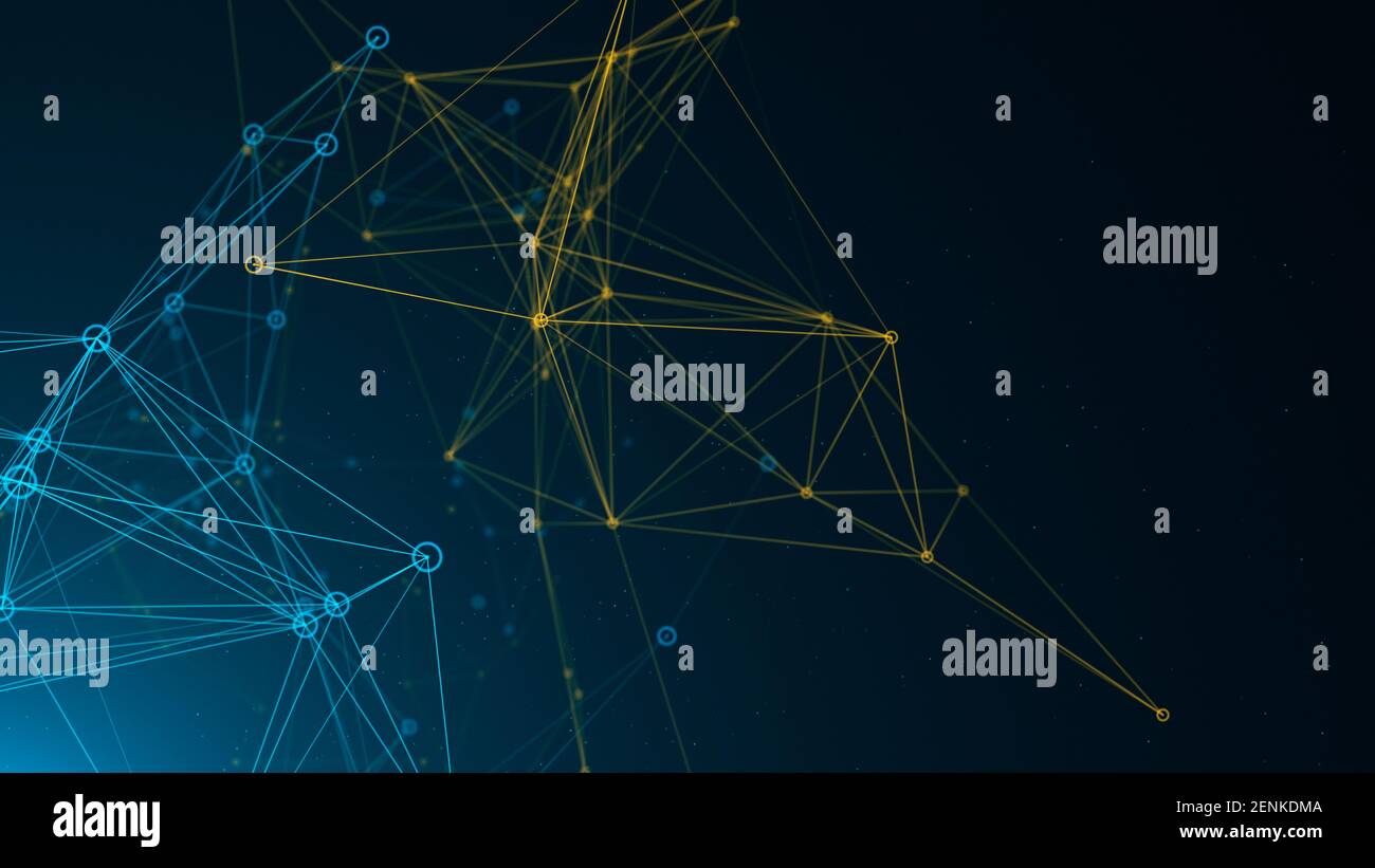 Network connected lines blue and yellow colors Stock Photo - Alamy