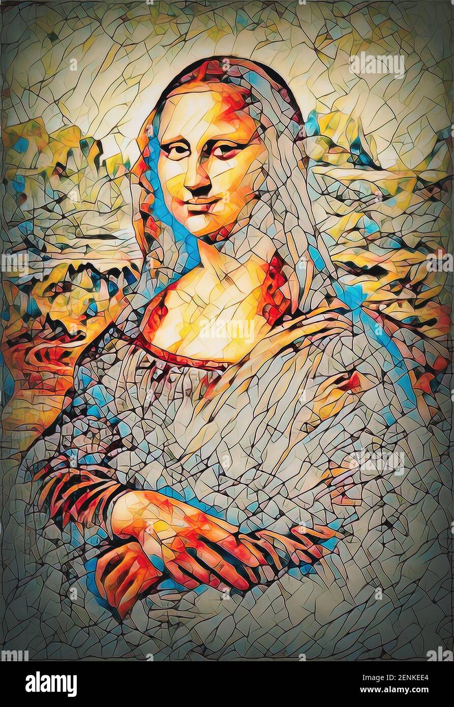 My painting reproduction of Mona Lisa by Leonardo da Vinci Stock Photo ...