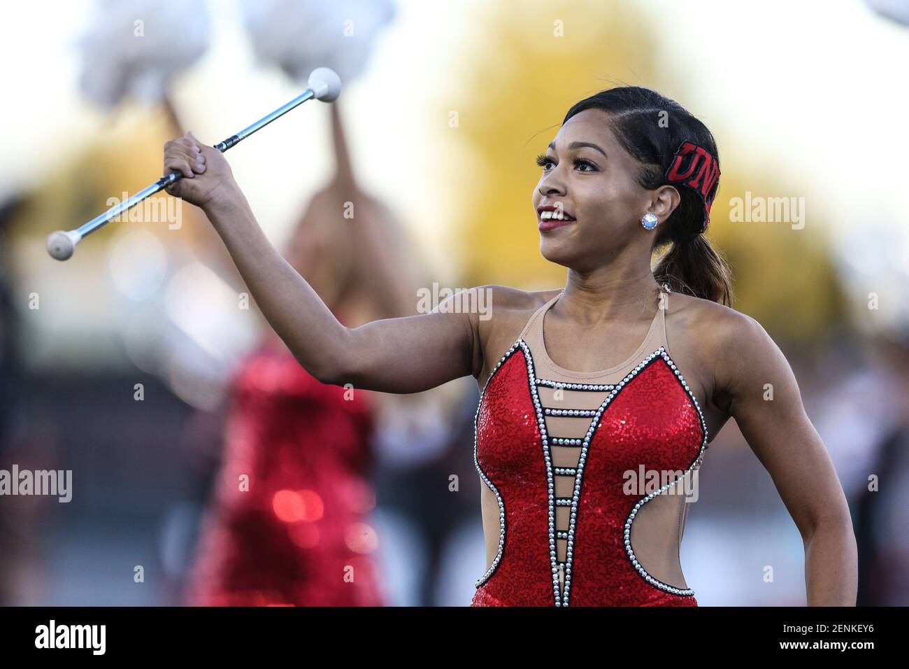 August 31, 2019: A member of the UNLV marching band performs prior to ...