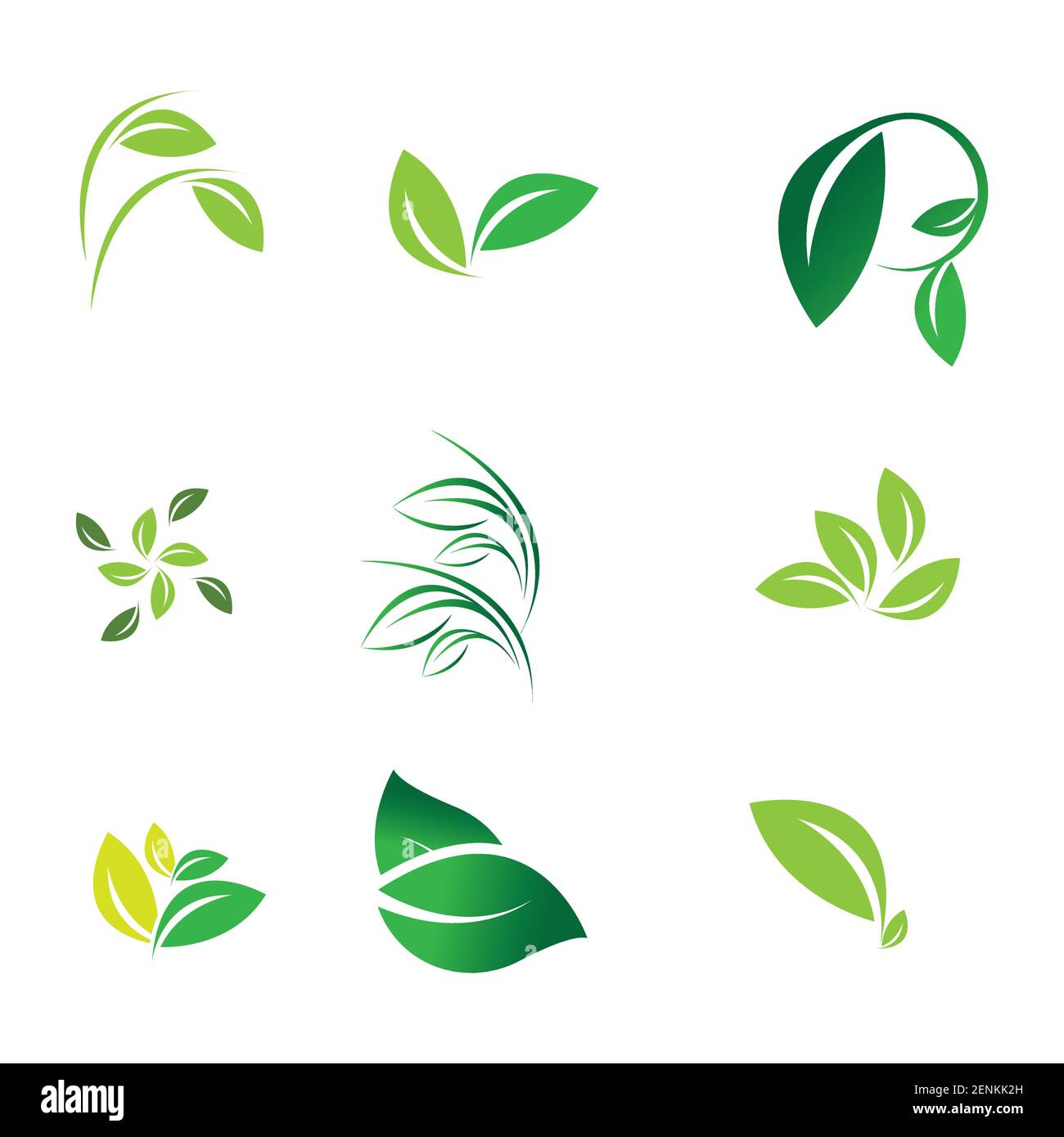 green leaf logo set vector illustration design template Stock Vector ...