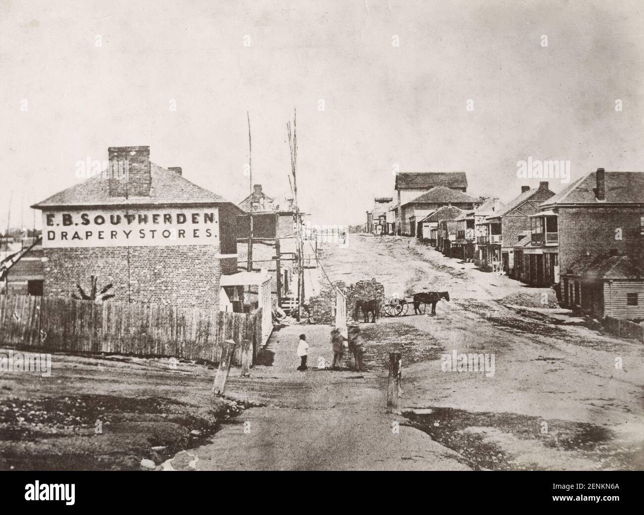 Vintage 19th century photograph: Old Queens Street Brisbane, Queensland ...