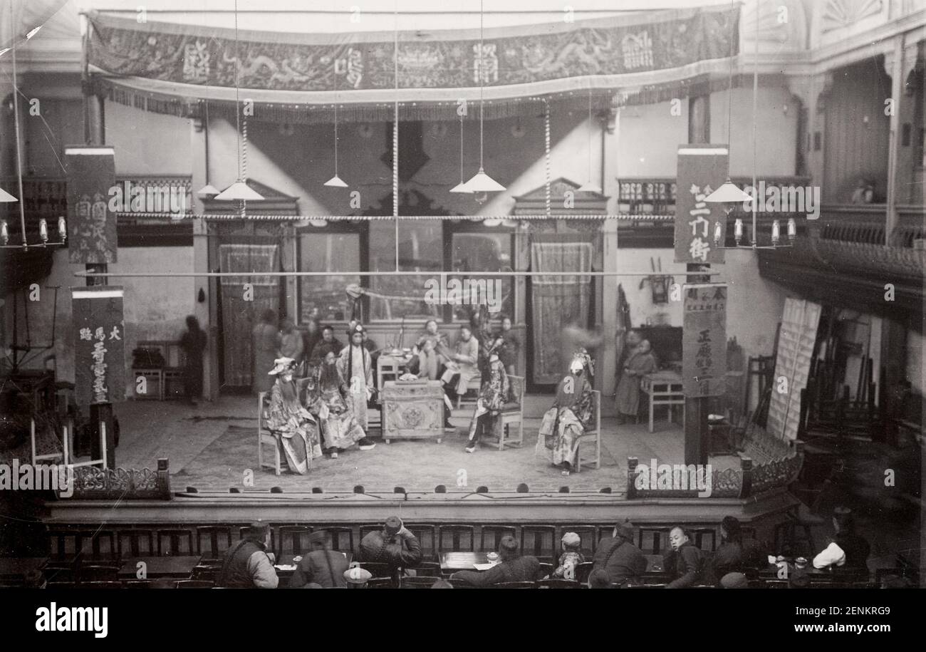 Vintage 19th century photograph: Chinese actors, theatre performance ...