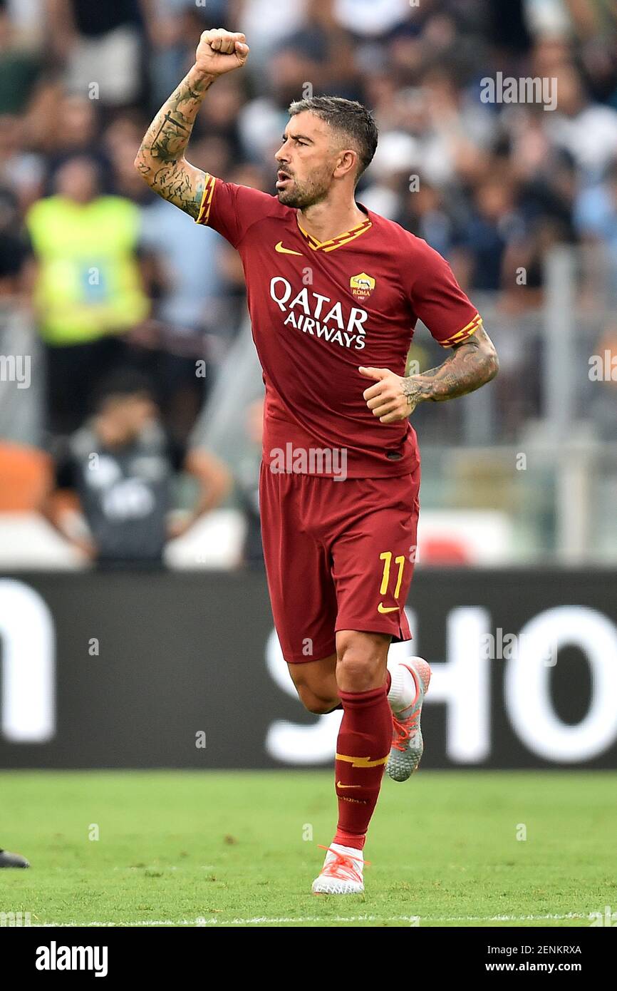 Aleksandar Kolarov of AS Roma celebrates after scoring the goal of 0-1 ...