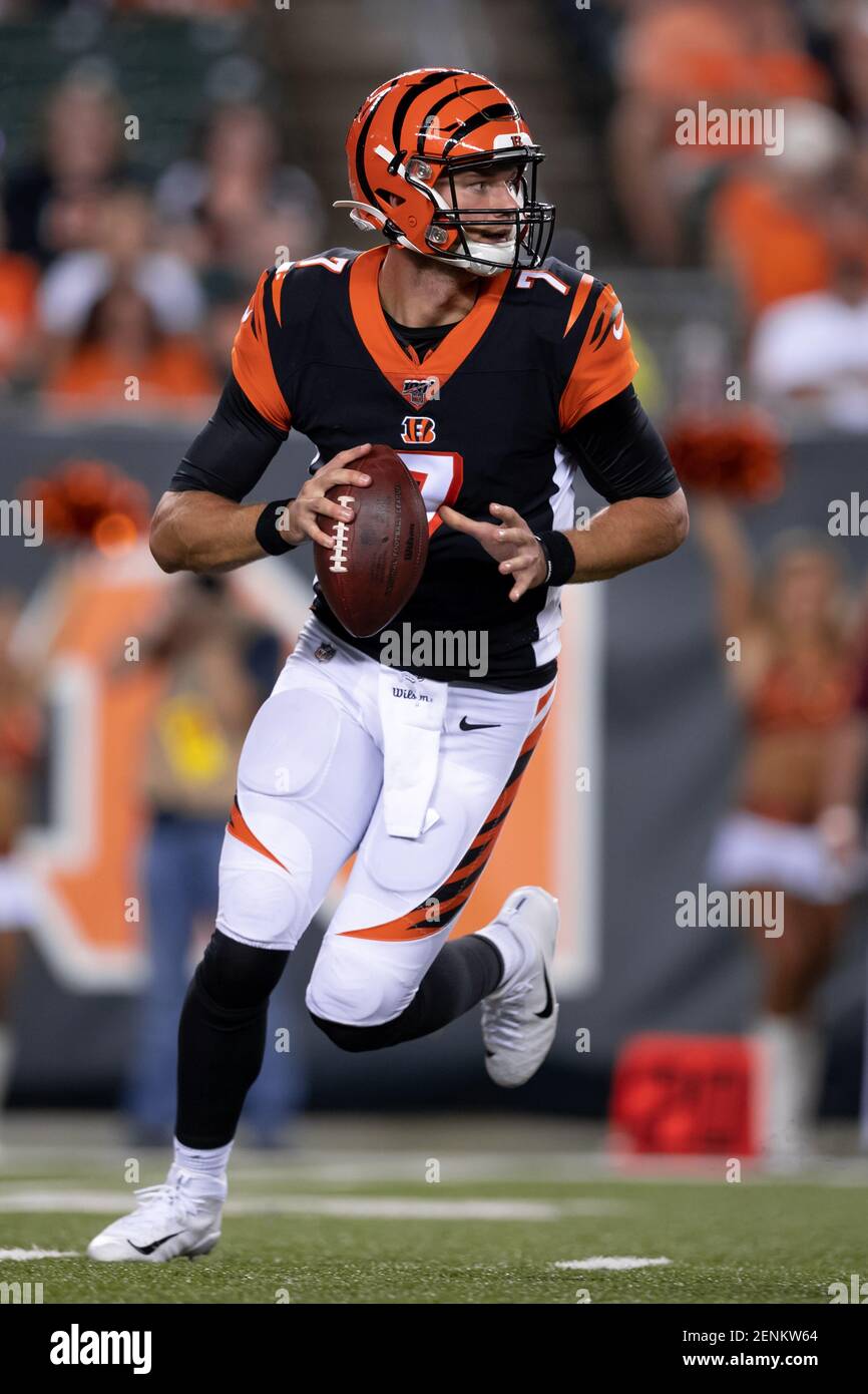 Cincinnati Bengals quarterback Jake Dolegala (7) during NFL football preseason game action ...