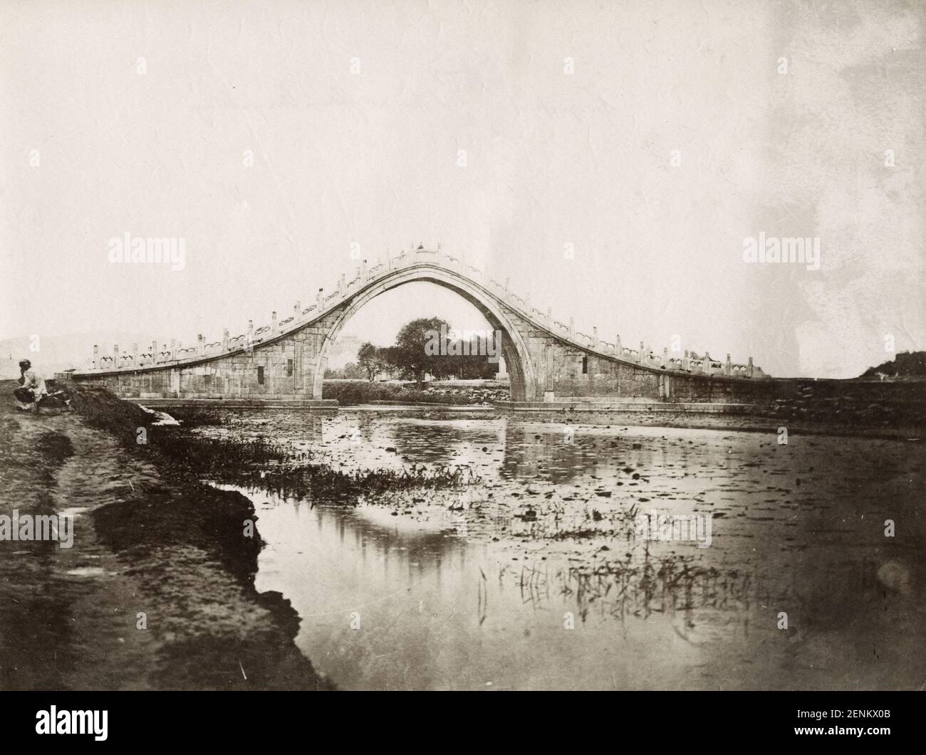 Vintage 19th century photograph: Hump-backed bridge near Peking ...