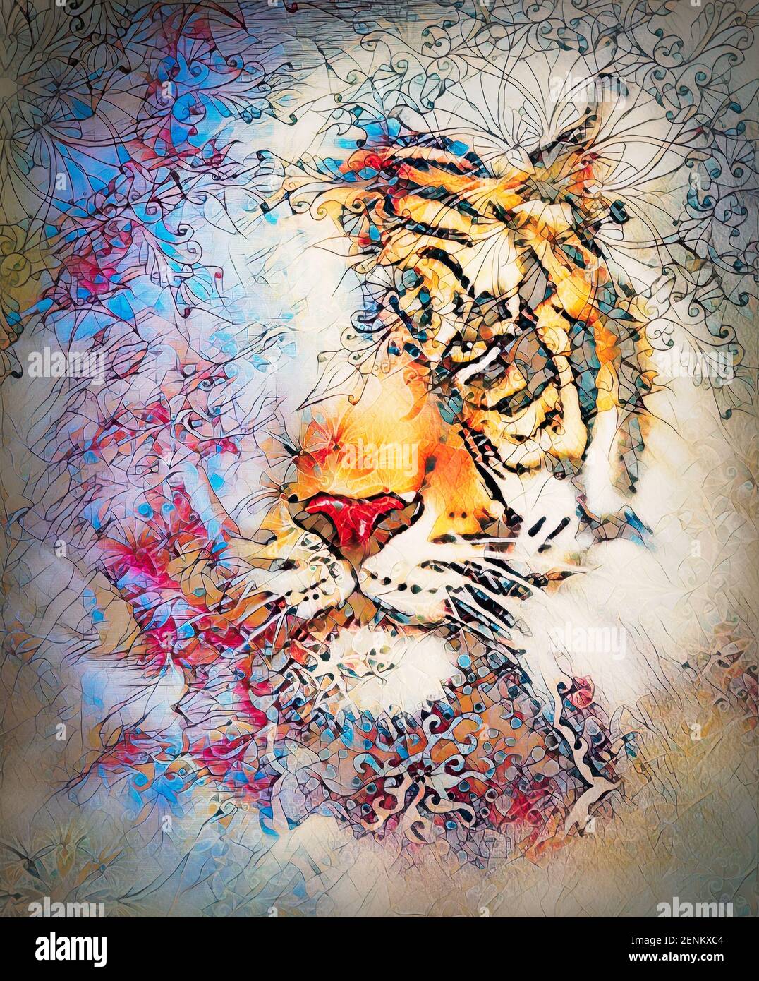 Tiger collage on color abstract hi-res stock photography and images - Alamy