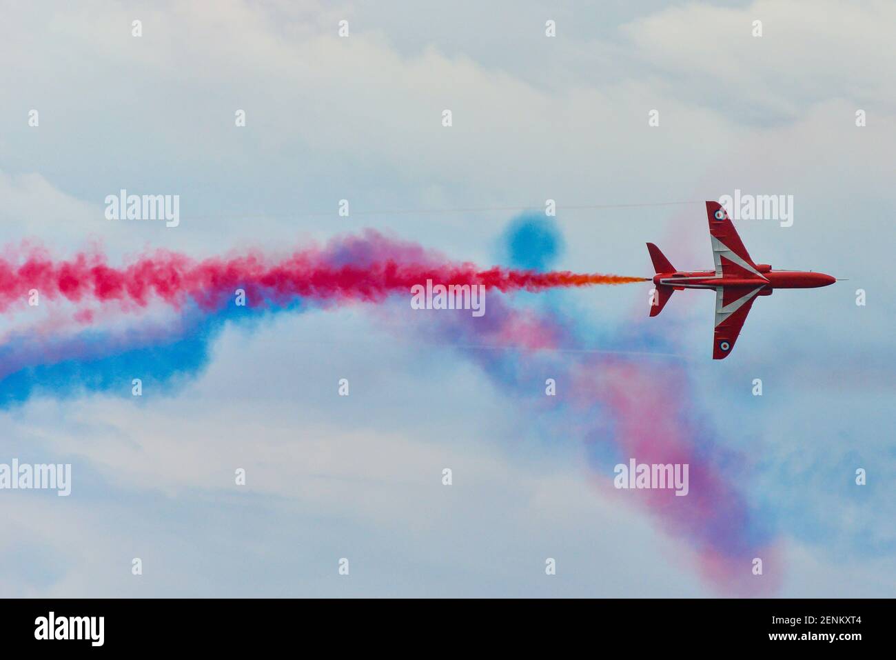 Hawk T1 jet operated by the British Royal Air Force's (RAF) Red Arrows ...