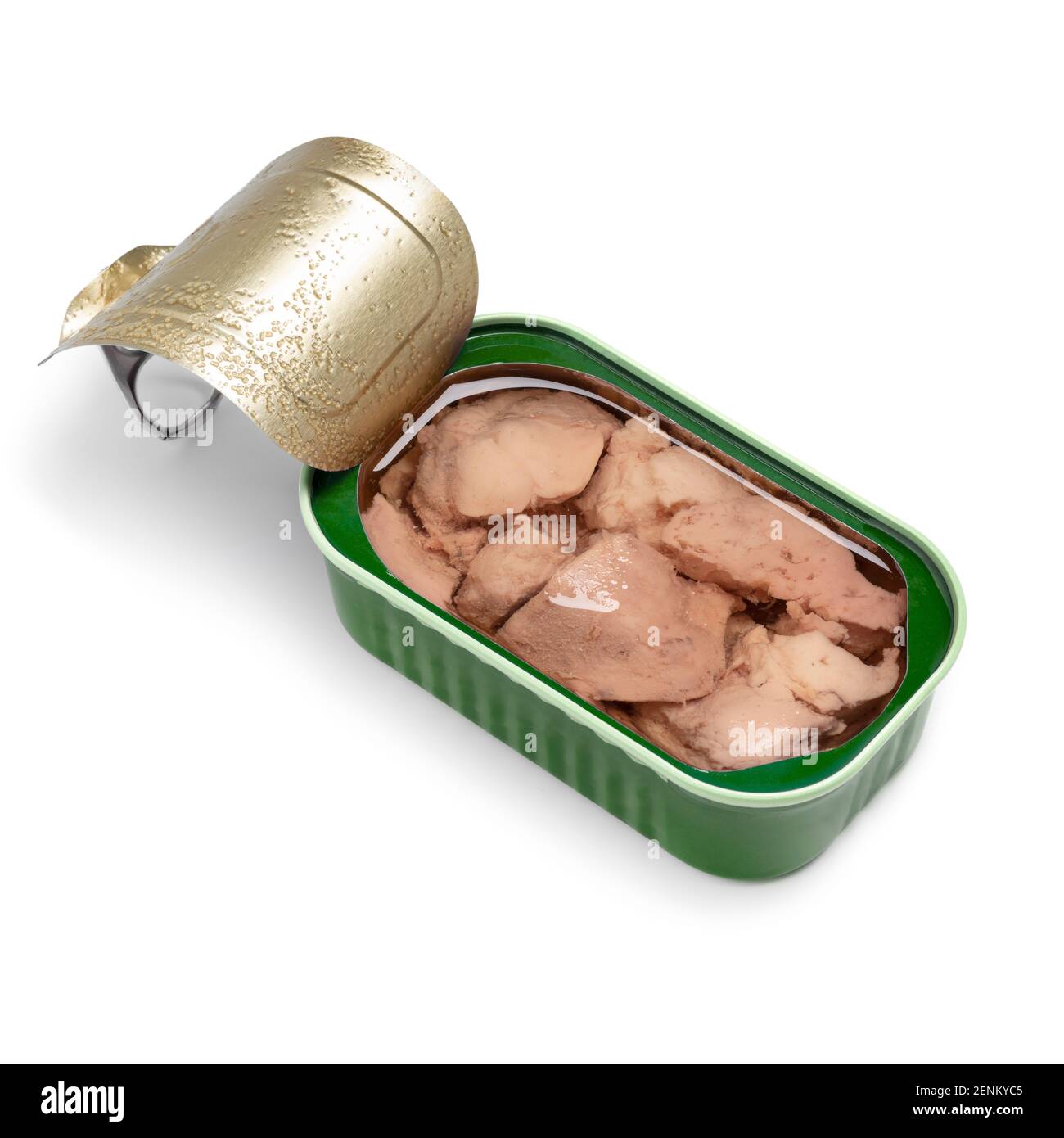 Open tin with healthy cod liver isolated on white background Stock ...