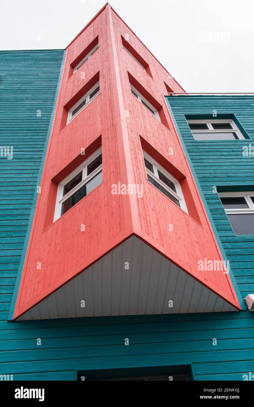 Coloured building exterior, Iqaluit, Nunavit, Baffin Island Stock Photo ...