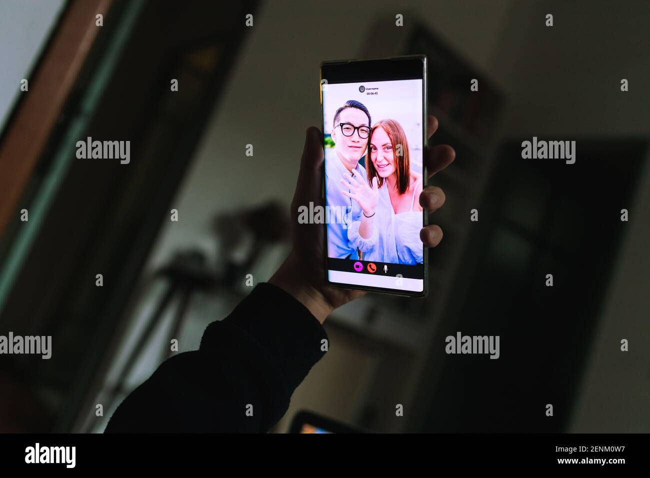 Phone screen of video call Stock Photo - Alamy