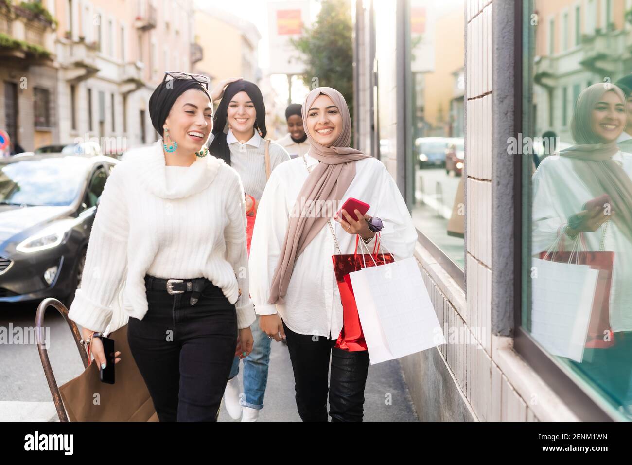Female muslim friends walking on hi-res stock photography and images ...