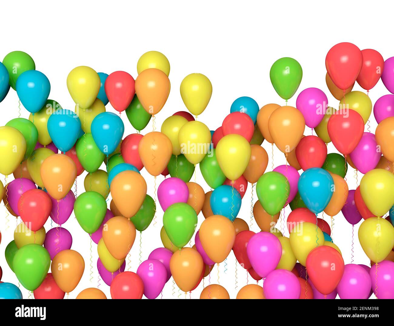 Multi color balloons isolated on white. 3D render Stock Photo - Alamy