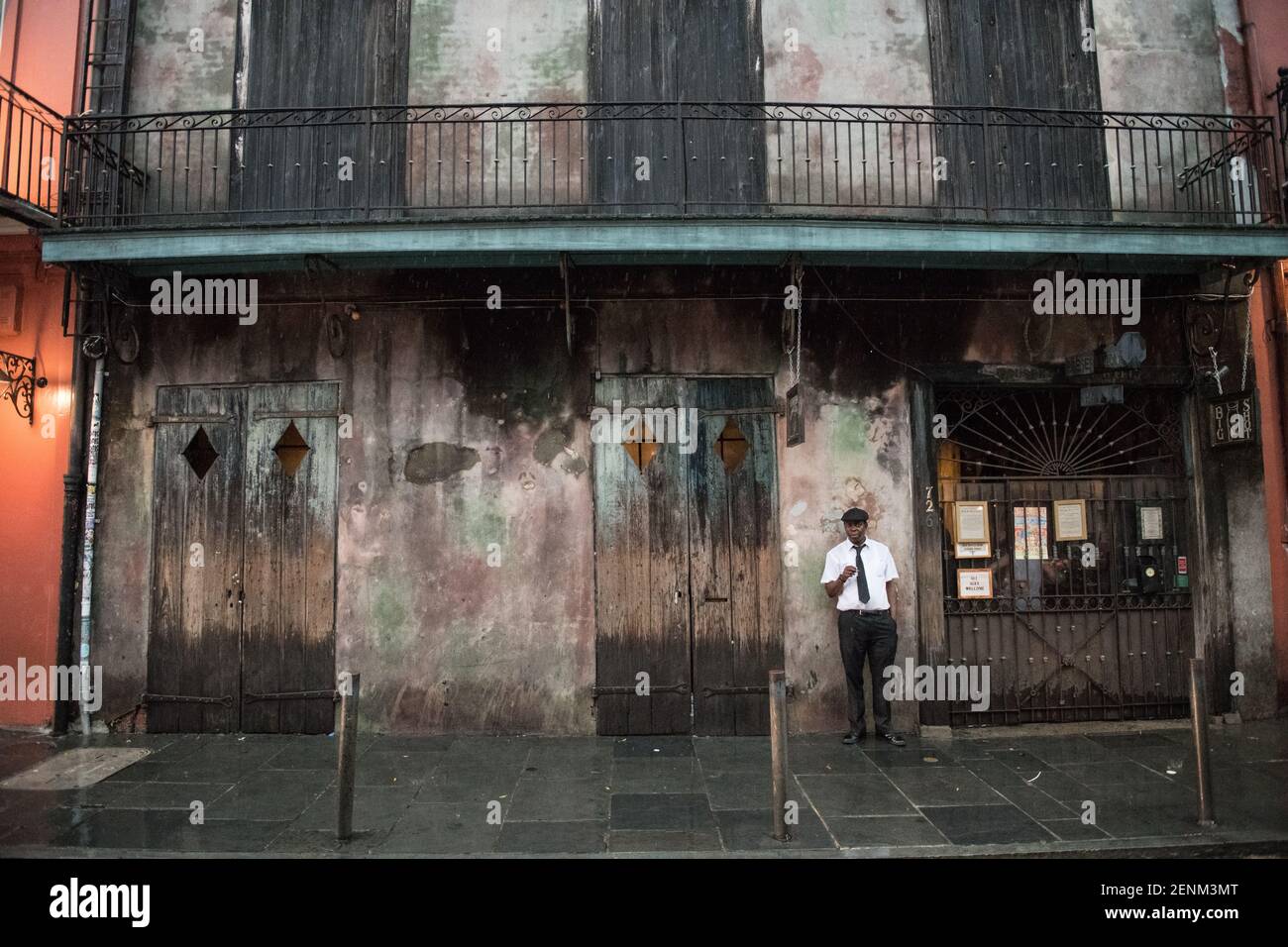 A musician outside the iconic Preservation Hall in New Orleans' French ...