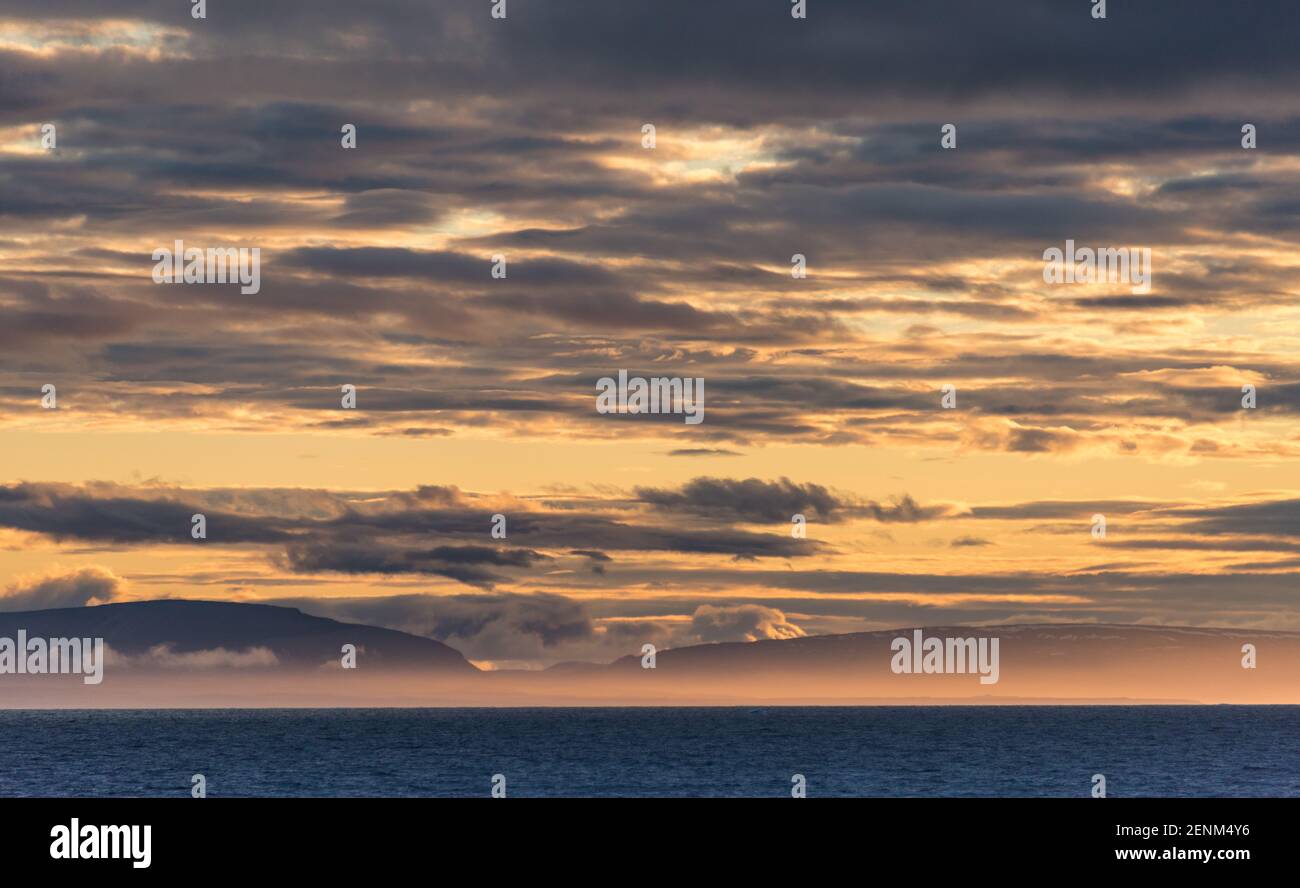 Sunset scenes in the Davis Strait, off Baffin Island, Nunavut, Canada ...